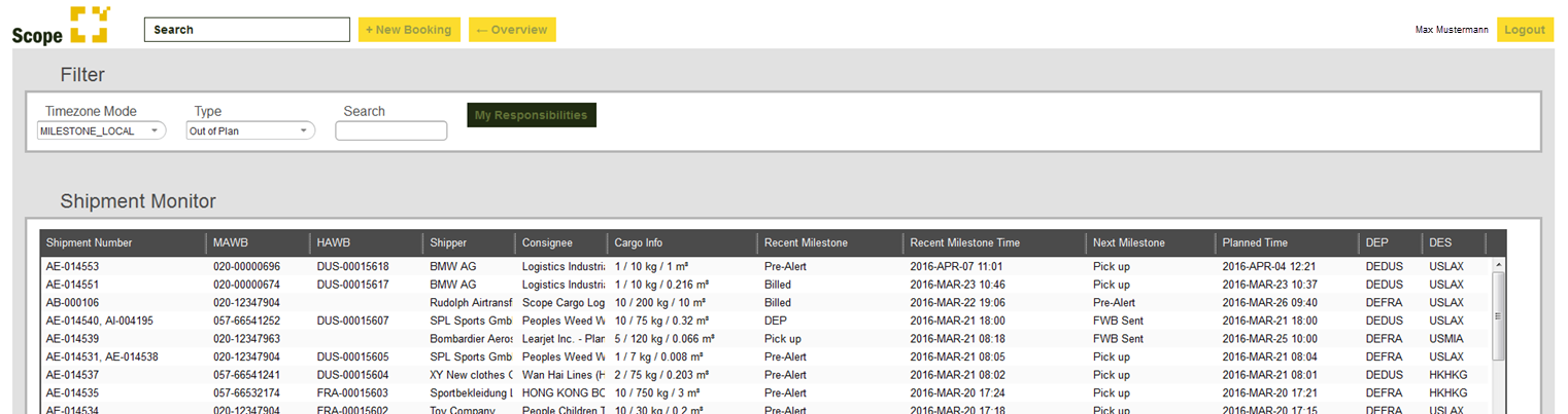 Shipment Monitor (Scope Connect)